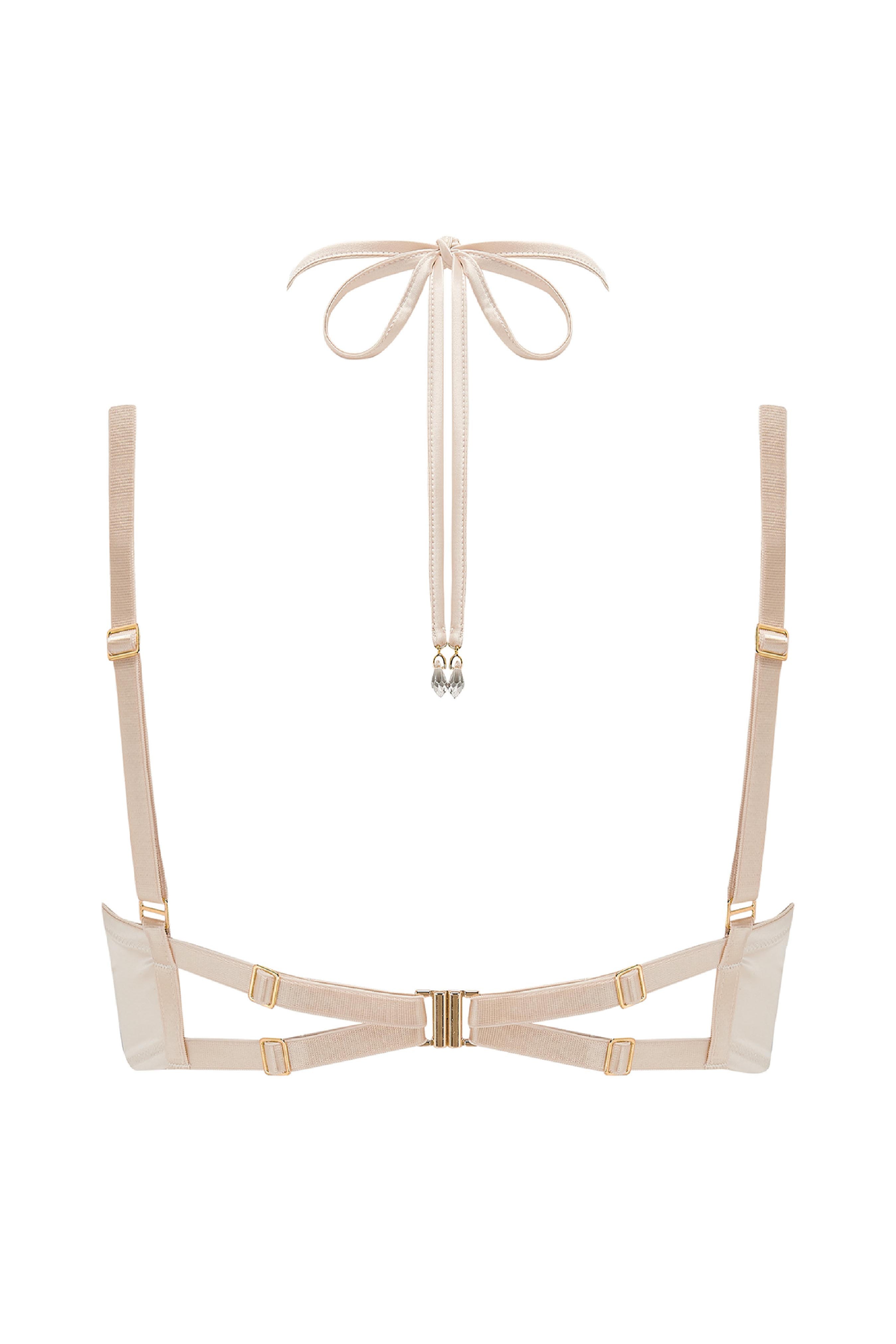 Rosalia Plunge Bra with detachable halter neck - Oyster Blush– Tatu Couture